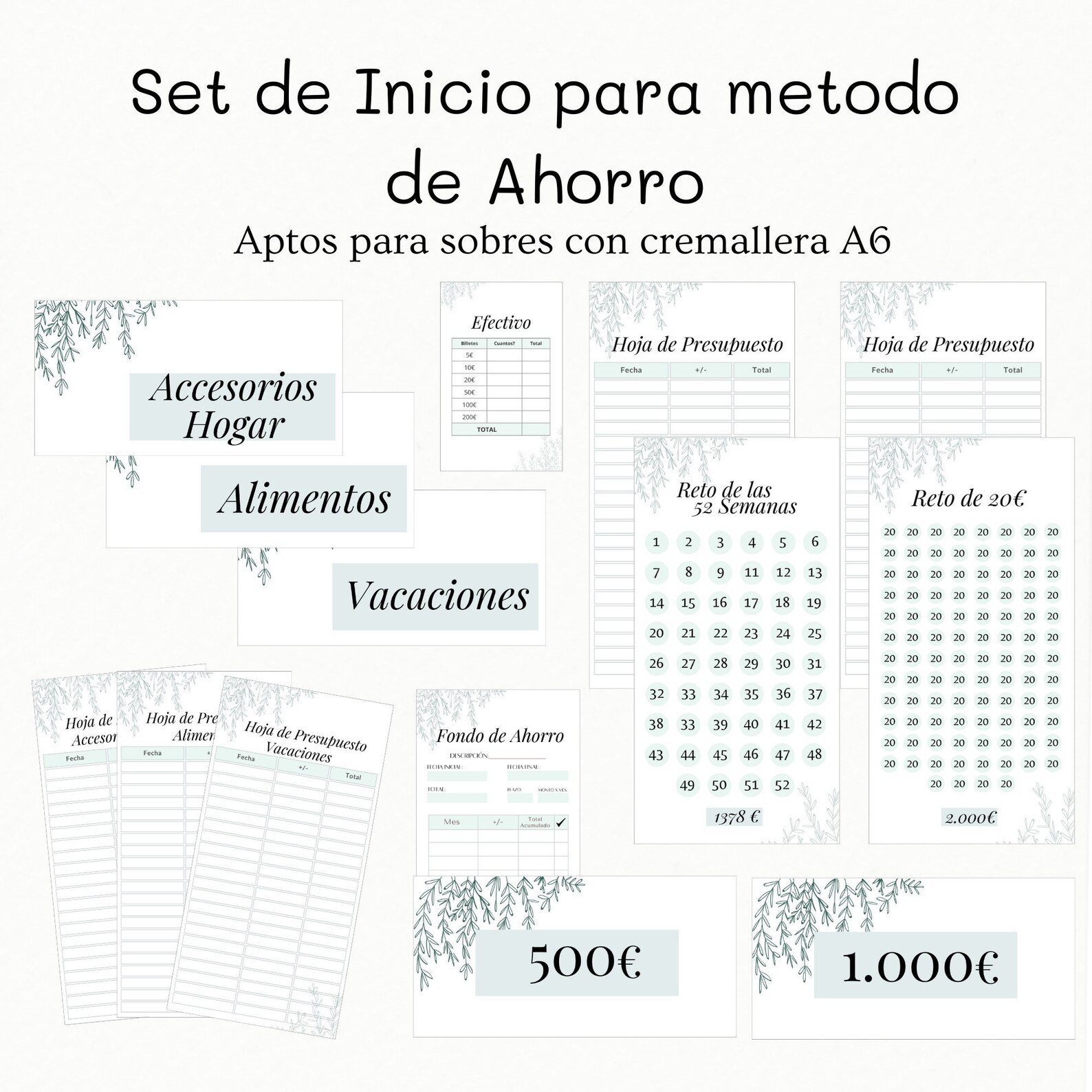 Set Completo 81 Plantillas Para Inicio Method De Ahorro Con Sobres Verde - Etsy