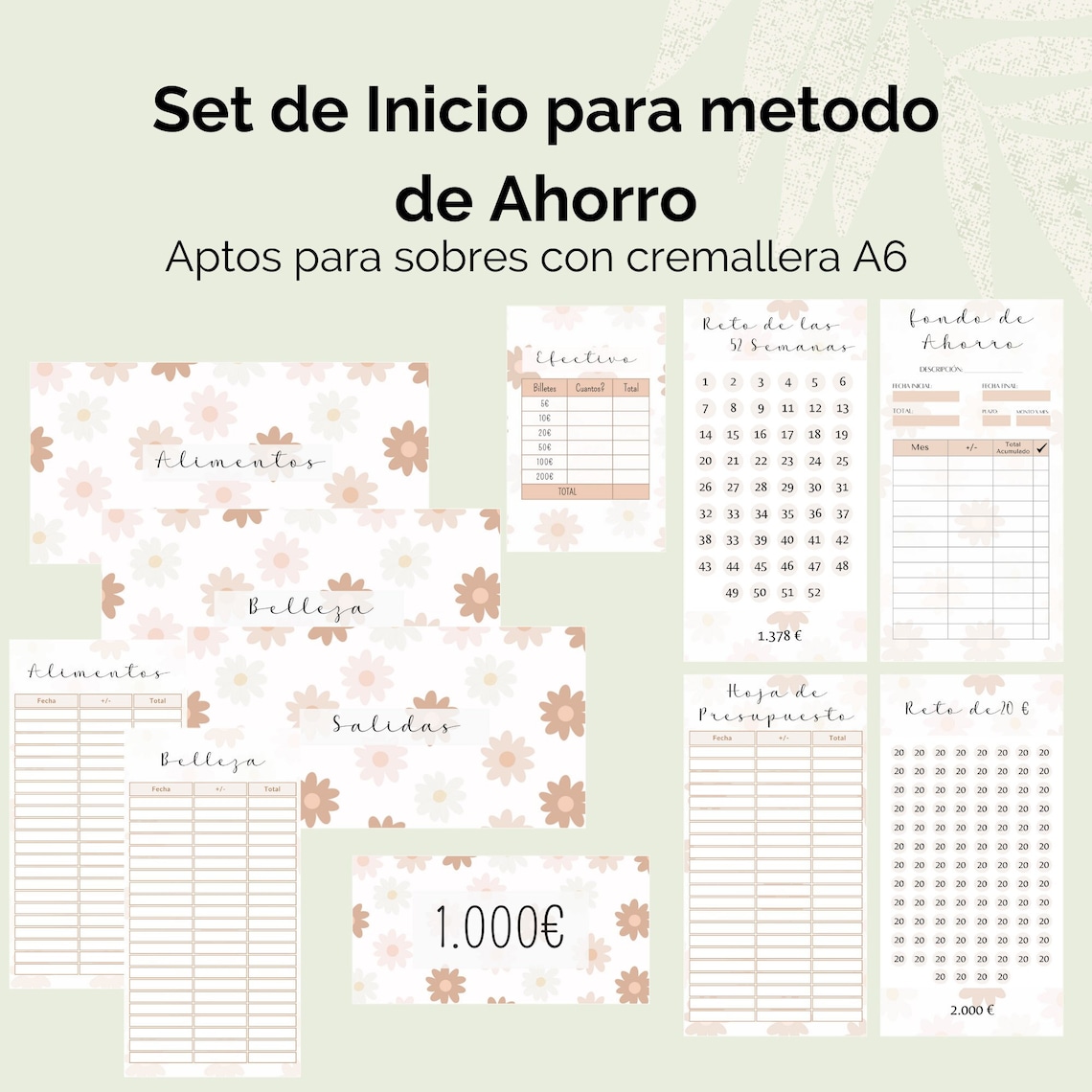 Set Completo 81 Plantillas Para Inicio Method De Ahorro Con Sobres Margaritas - Etsy