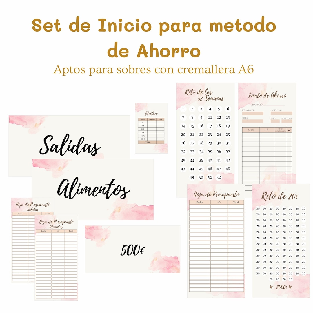 Set Completo 81 Plantillas Para Inicio Method De Ahorro Con Sobres - Pink - Etsy