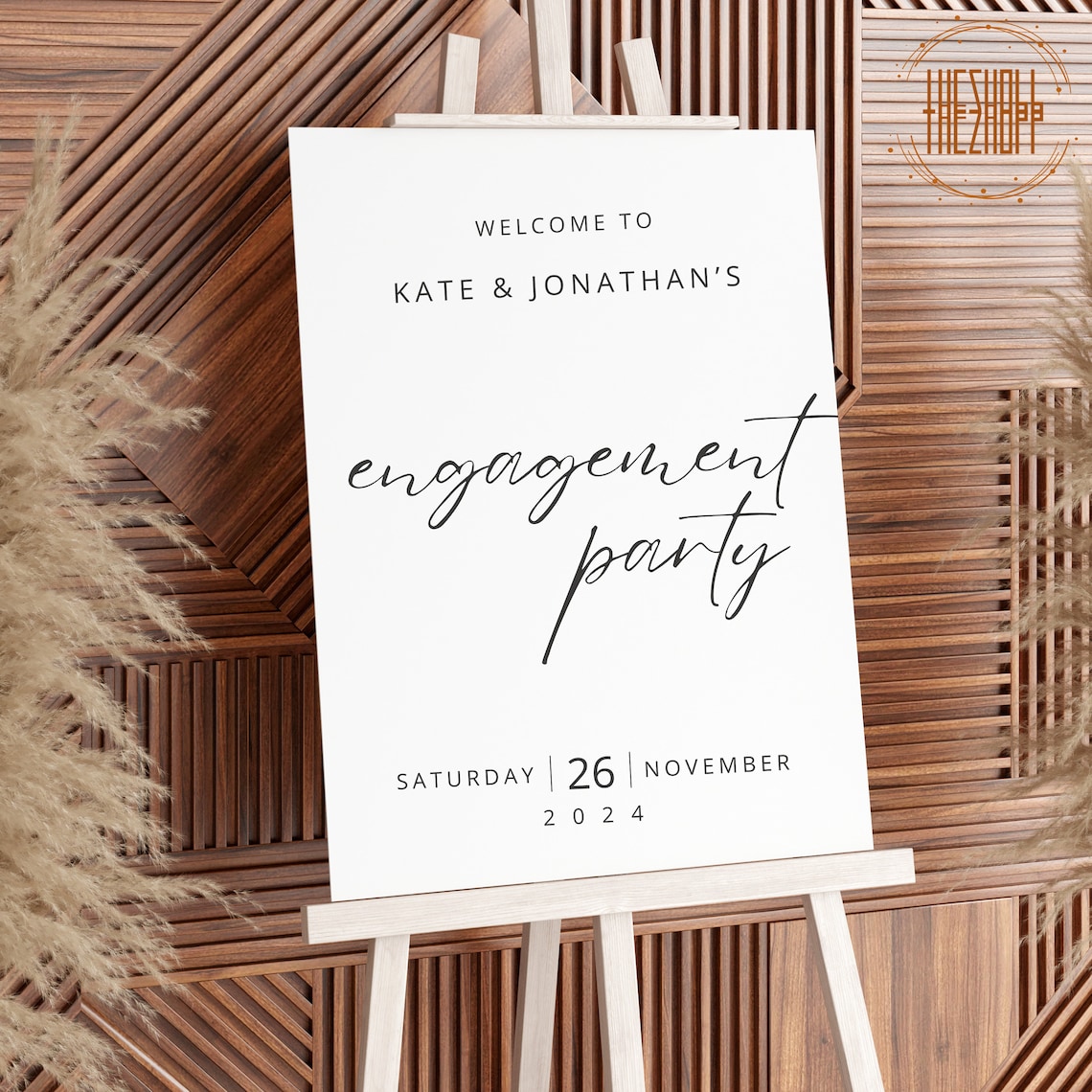 Engagement Party Welcome Sign Template | Modern Welcome Sign ...