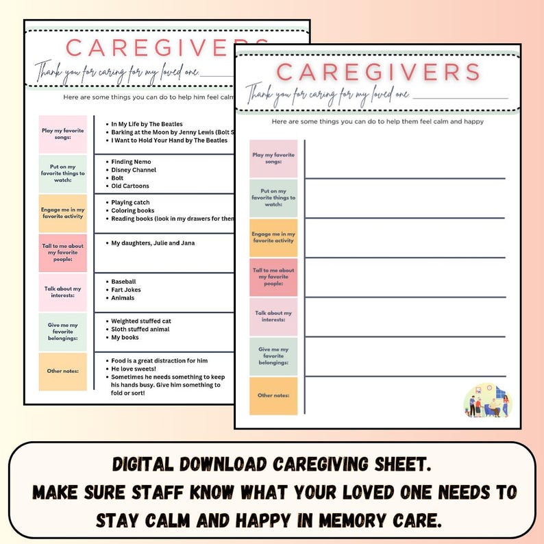 Memory Care Sheet for Alzheimer's and Dementia | Caregiver Tips to Keep ...