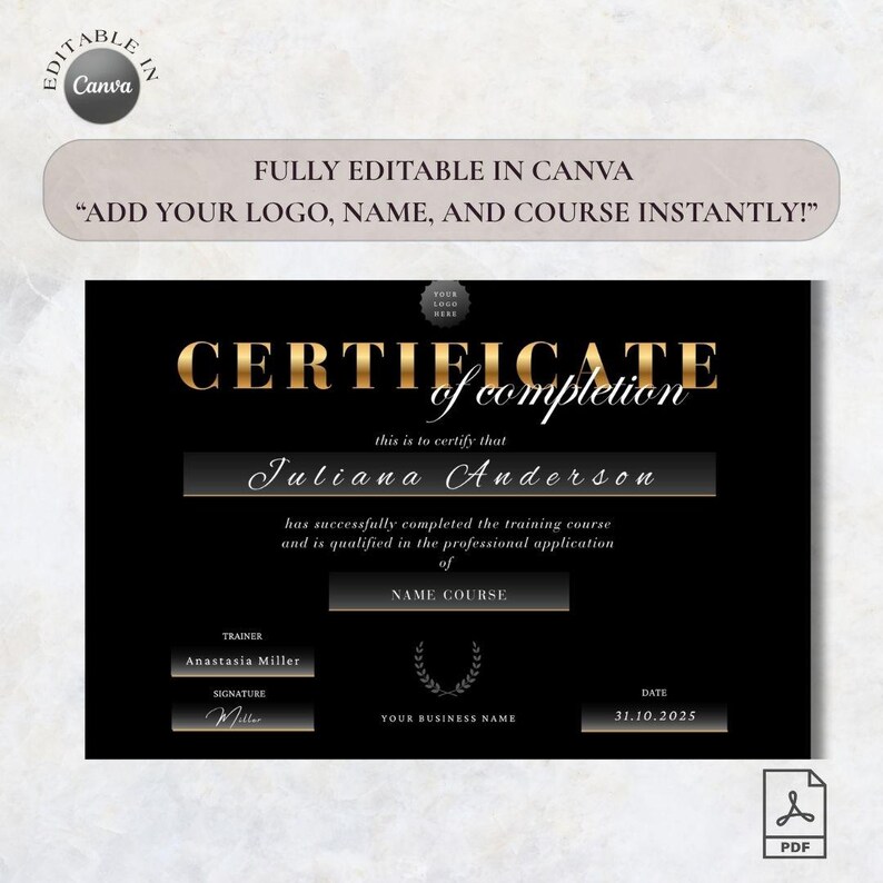 Editable Beauty Training Certificate Template | Lash, Brow Tech (canva ...