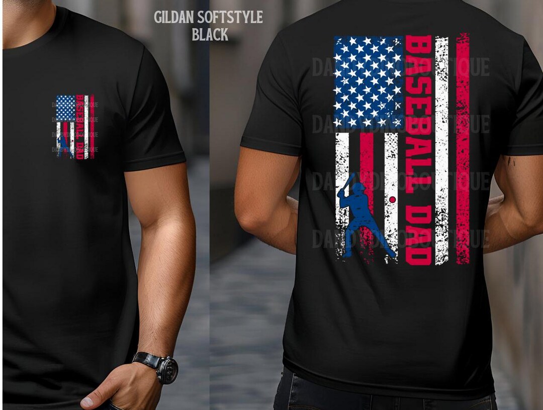 Baseball Dad Red White Blue Flag Short Sleeve T-shirt - Etsy