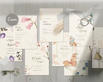 16 Wedding Cards Bundle Vol 2 Boho Wedding Invite, Rustic Wedding ...