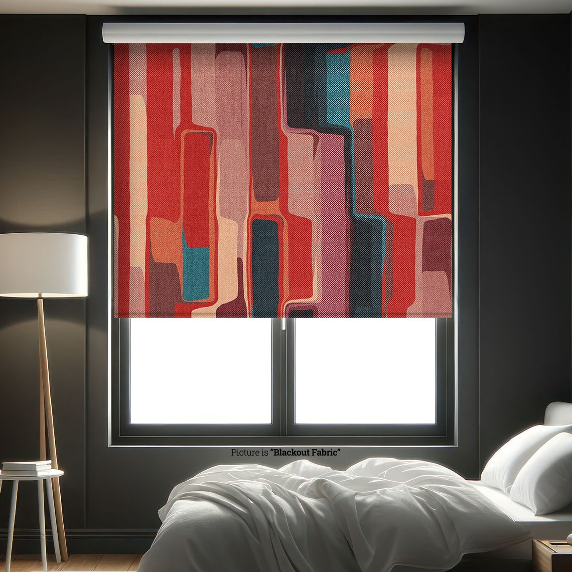 Abstract Red Roller Shades for Window,living Room Ethnic Geometric ...