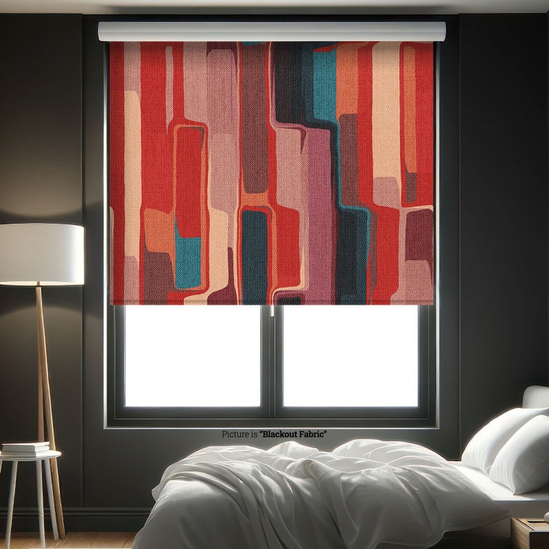 Abstract Red Roller Shades for Window,living Room Ethnic Geometric ...