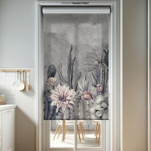 Floral Landscape Printed Roller Blind, Cactus Patterned Roller Shade for Kitchen, Vintage Retro ...