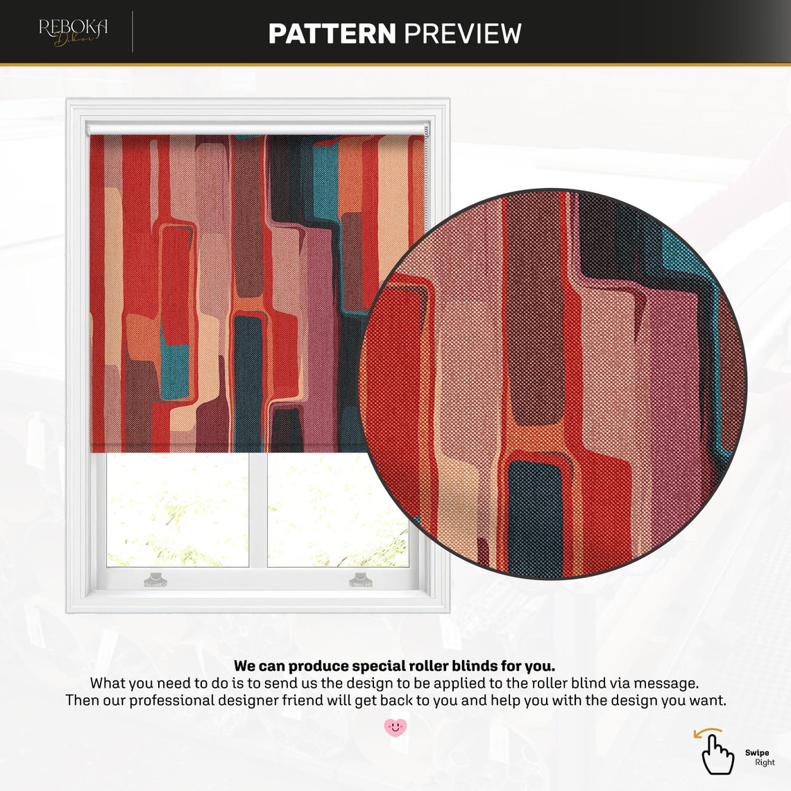 Abstract Red Roller Shades for Window,living Room Ethnic Geometric ...