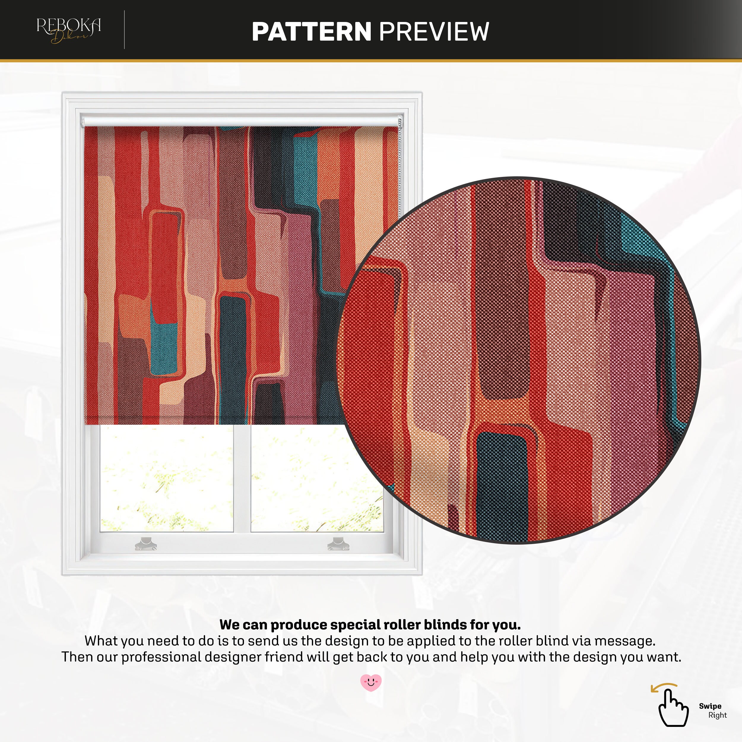 Abstract Red Roller Shades for Window,living Room Ethnic Geometric ...