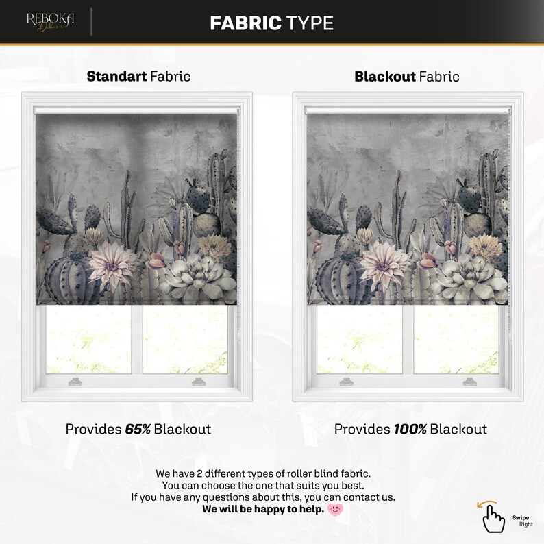 Floral Landscape Printed Roller Blind, Cactus Patterned Roller Shade for Kitchen, Vintage Retro ...