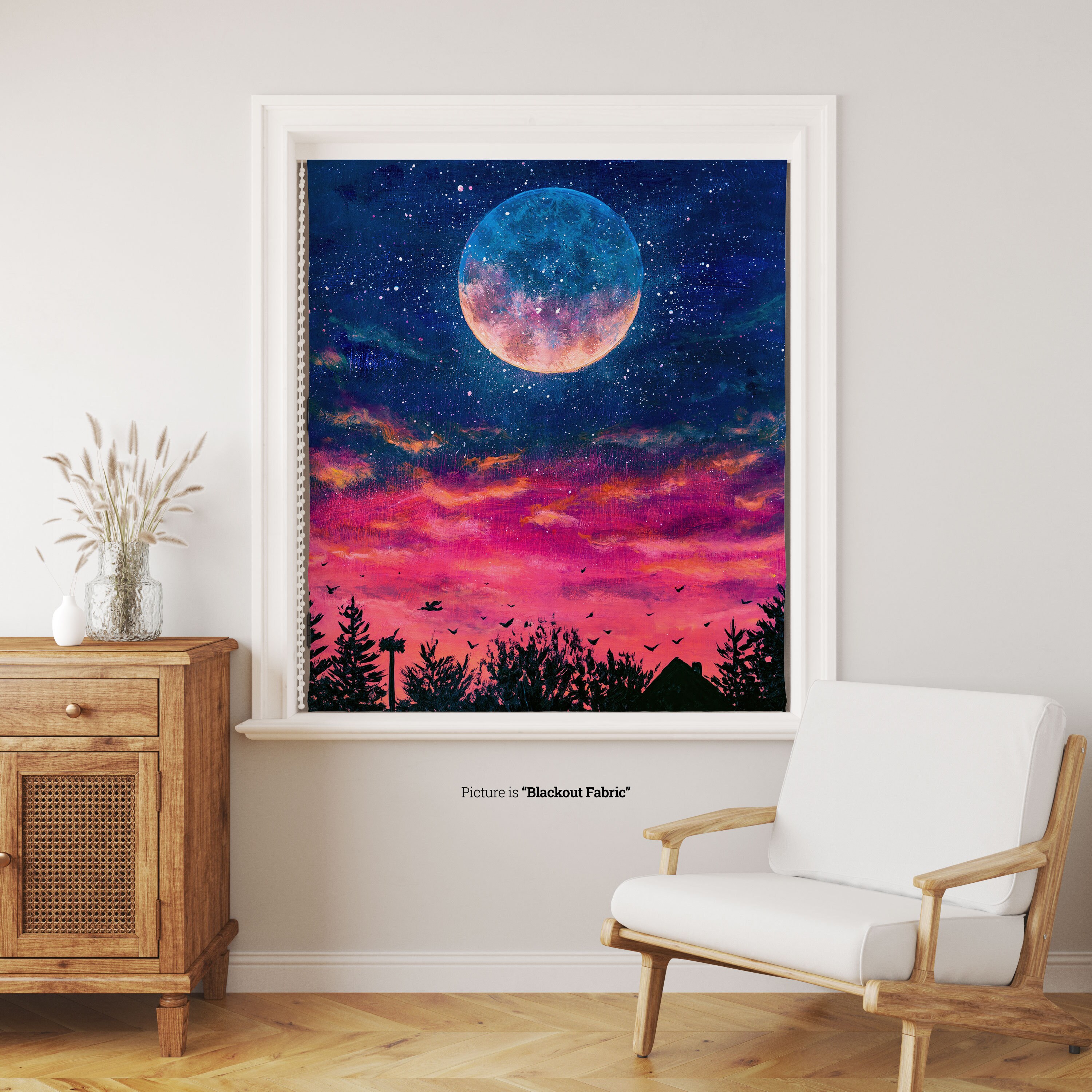 Colourful Sky Landscape Roller Shades, Moon Printed Artistic Roller ...