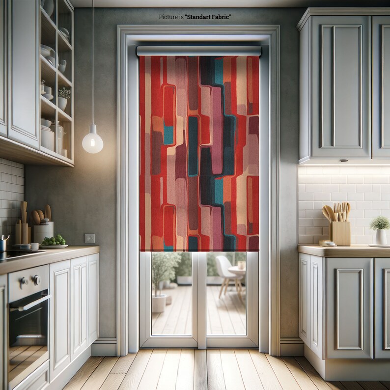 Abstract Red Roller Shades for Window,living Room Ethnic Geometric ...