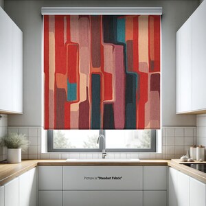Abstract Red Roller Shades for Window,living Room Ethnic Geometric ...