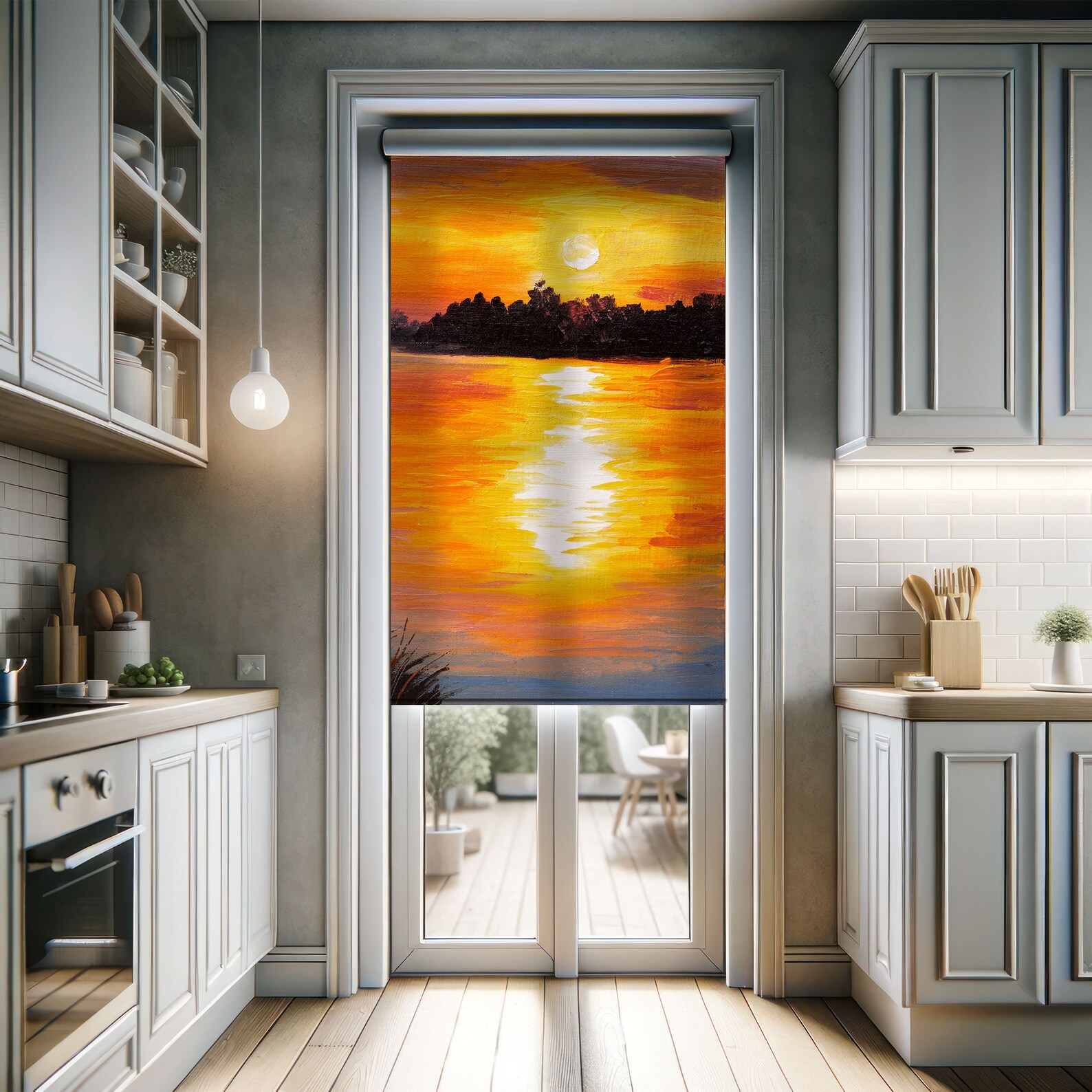 Lake in a Forest Roller Shades, Sunset Printed Roller Blinds for Window ...