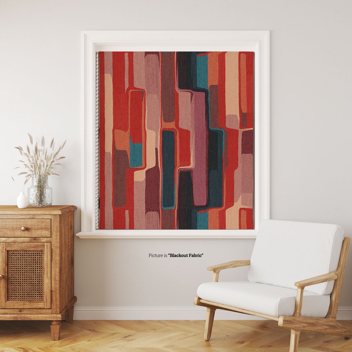 Abstract Red Roller Shades for Window,living Room Ethnic Geometric ...