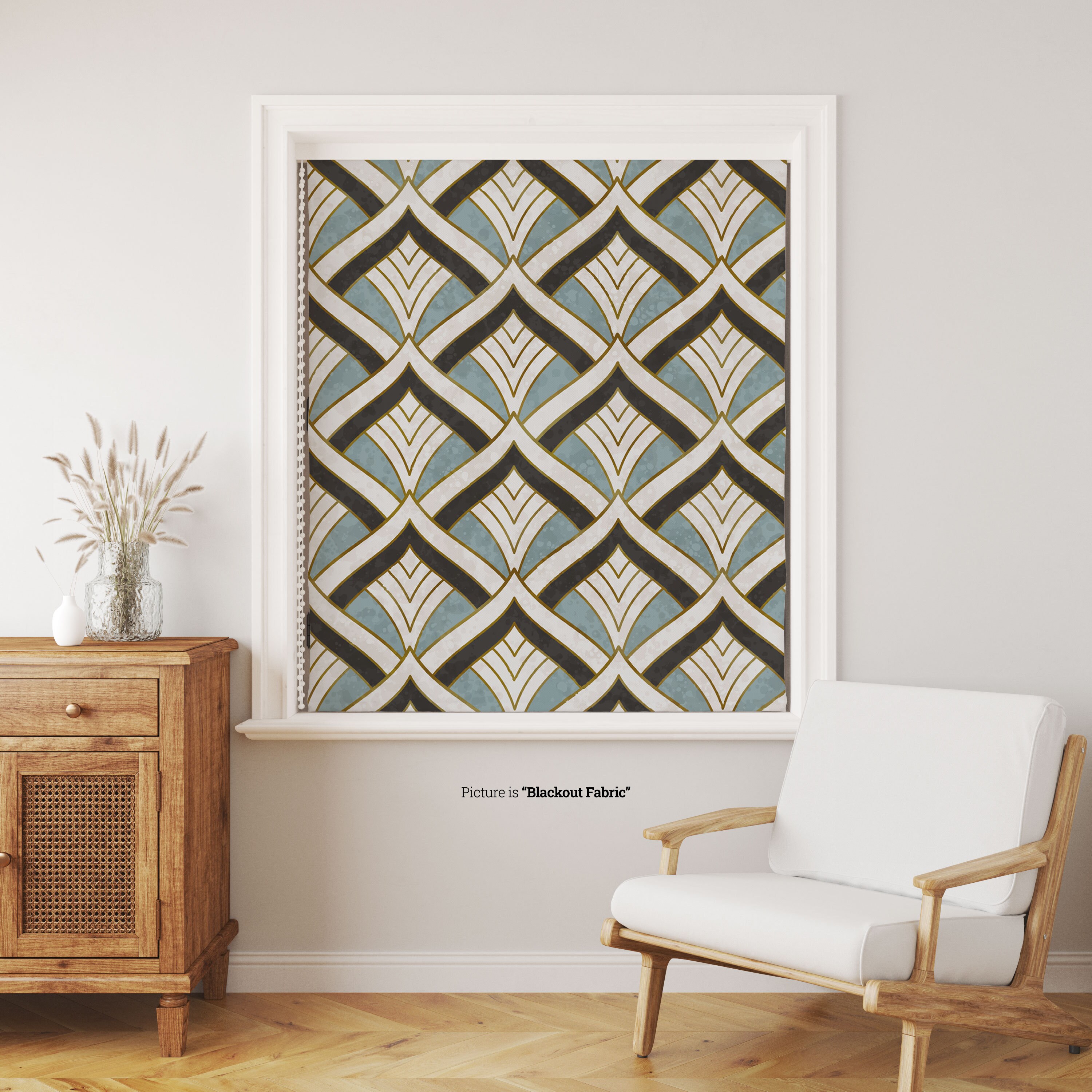 Art Deco Pattern Roller Shades, Luxury 1920s Geometric Asian Style ...