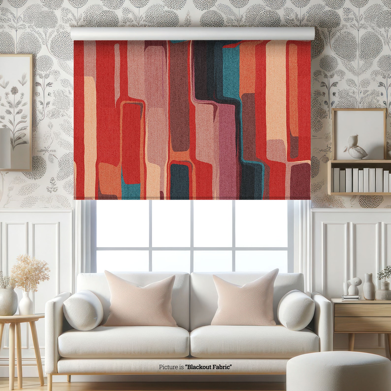 Abstract Red Roller Shades for Window,living Room Ethnic Geometric ...