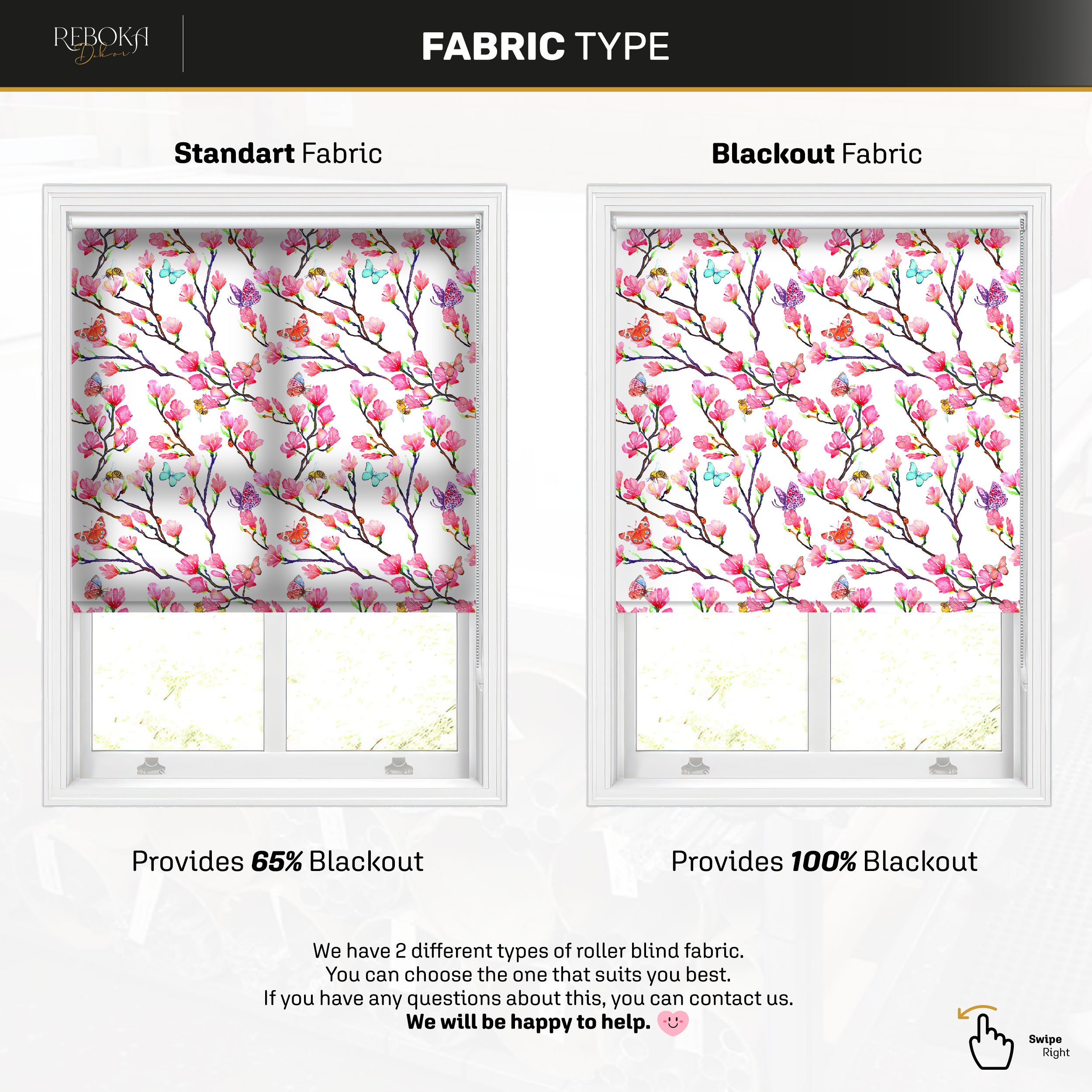 Pink Floral Roller Shades, Butterflies Fluttering in Flowers Roller ...