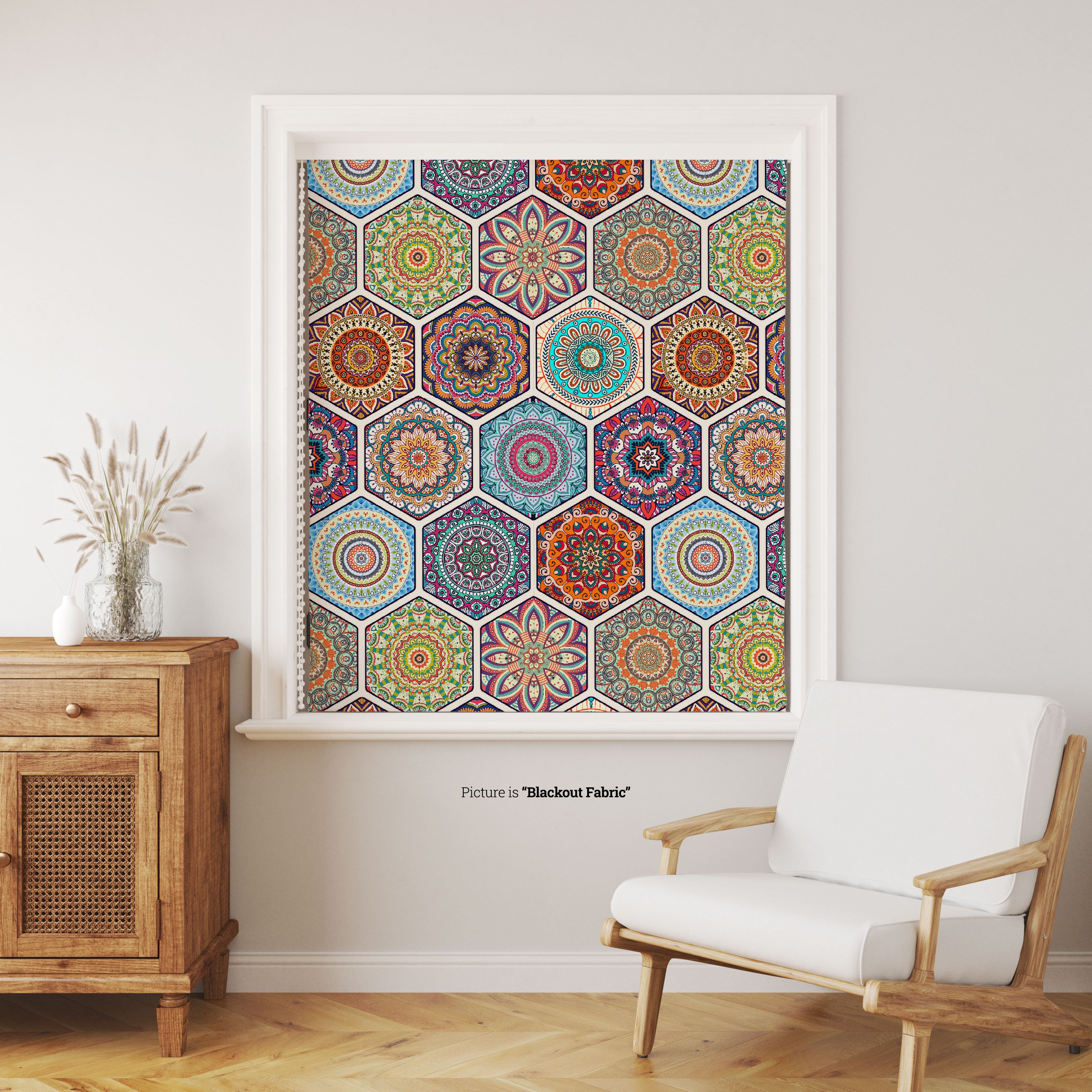 Ethnic Patchwork Patterned Roller Shades, Printed Floral Patchwork ...