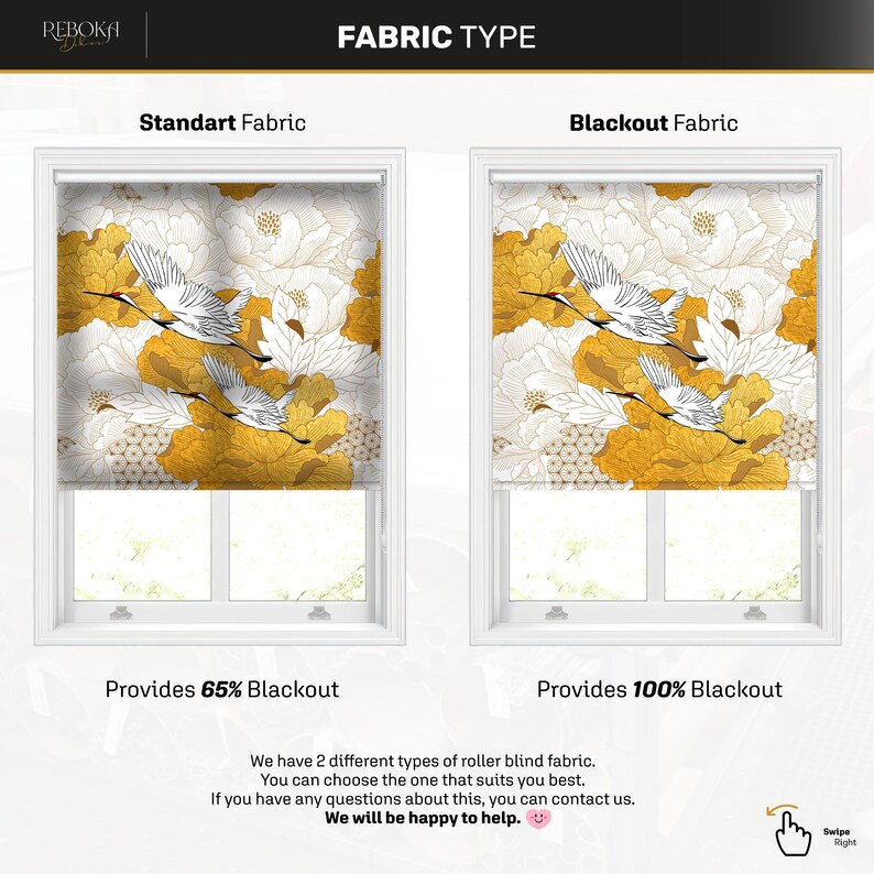 Chinese Crane Birds Roller Shades, Golden Luxury Home Decor Blinds ...