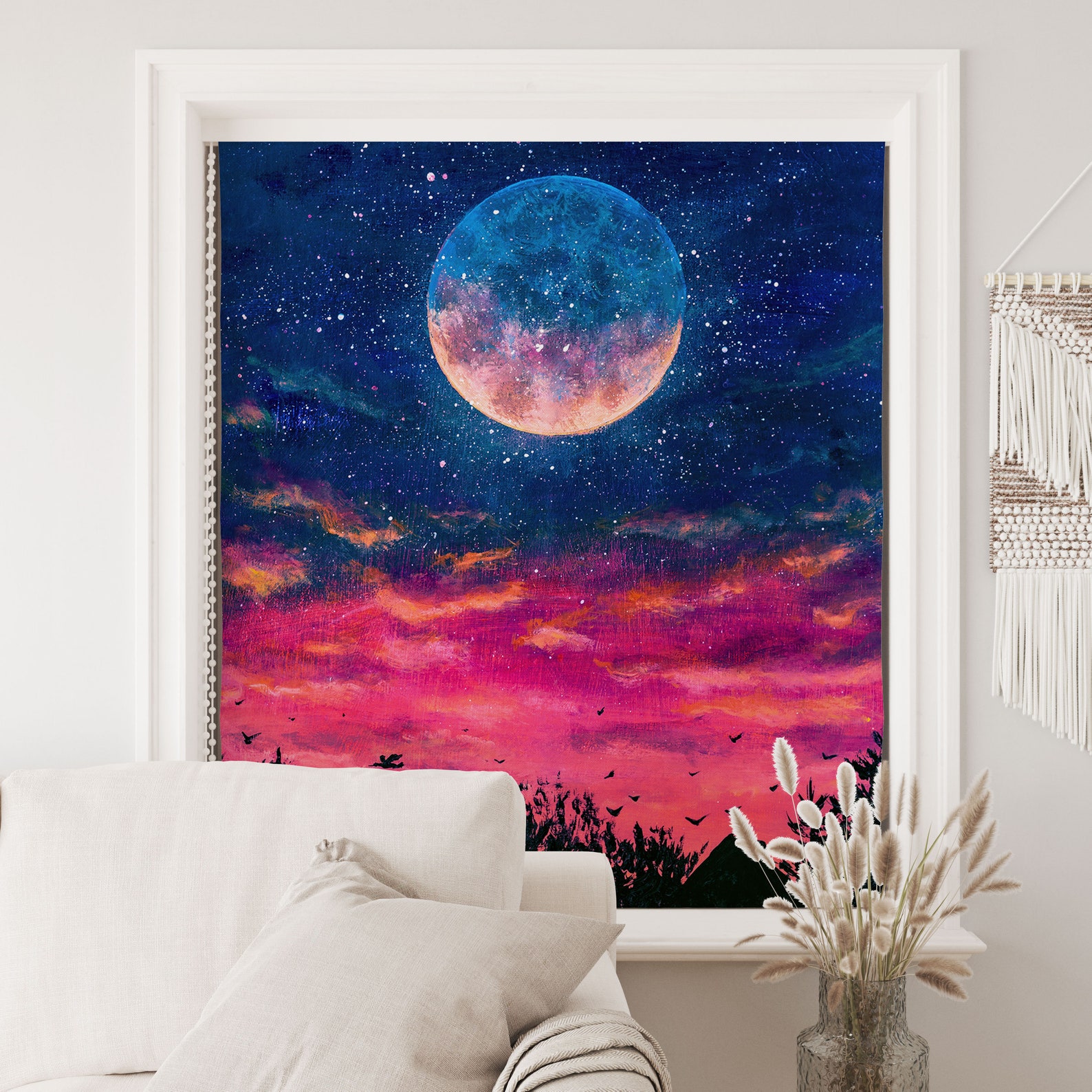 Colourful Sky Landscape Roller Shades, Moon Printed Artistic Roller ...