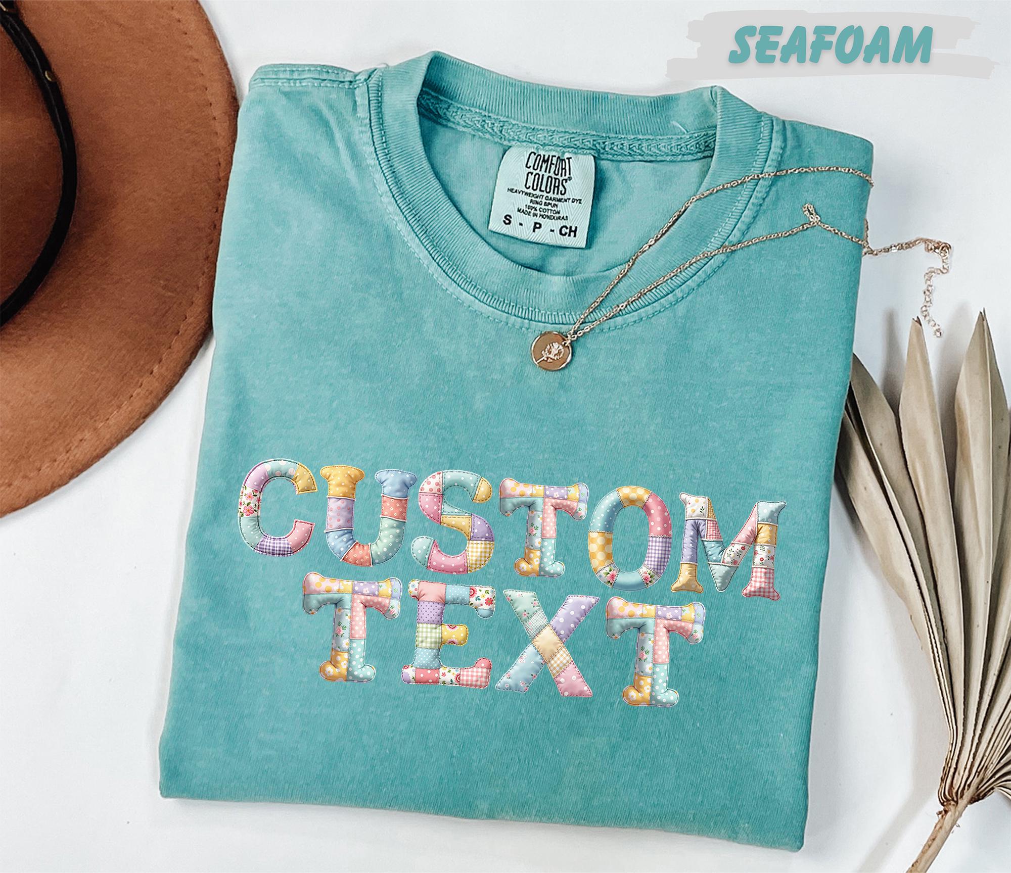Custom Faux Patchwork Name Shirt, Personalized Varsity Letter Tee Gift ...