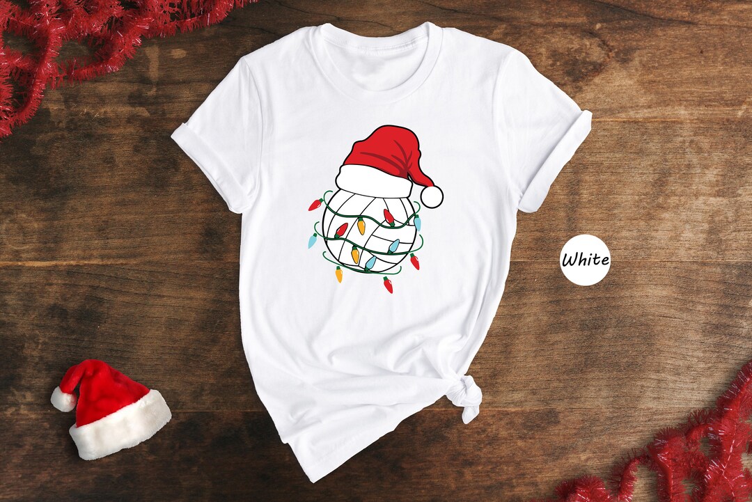 Volleyball Christmas Lights Shirt, Volleyball Lover Xmas Gift, Santa ...