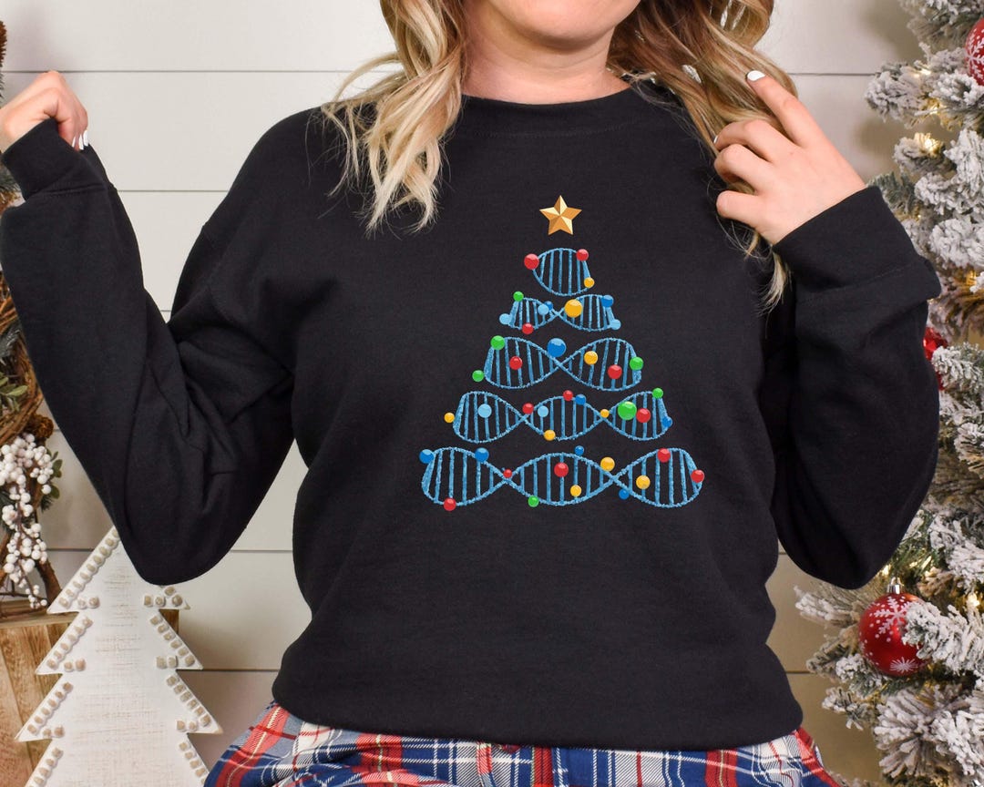 Dna Christmas Tree Sweatshirt, Science Christmas Hoodie, Cute Science ...