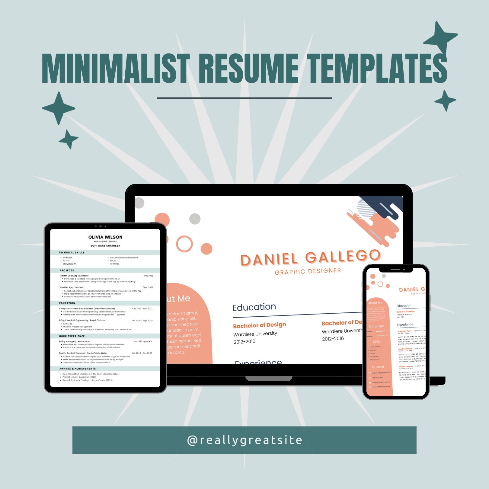 Detailed 3 Resume Template for Google Docs & Word, ATS Compatible ...