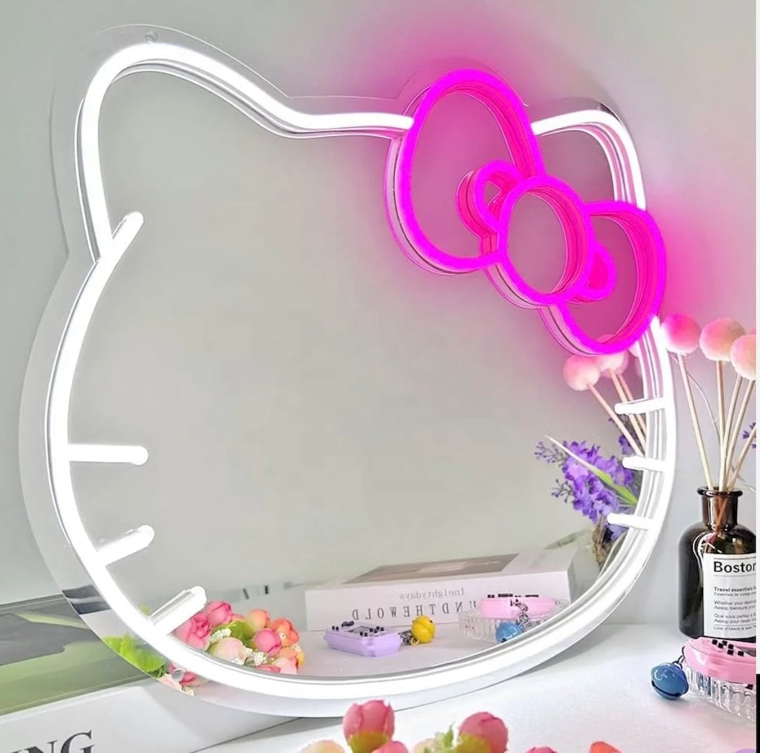 Hello Kitty Neon Light up LED Bathroom Mirror - Etsy