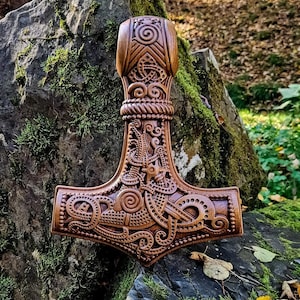 Wood Mjolnir Wall Hanging. Wood Thor Hammer Viking Decor. Mammen Style ...