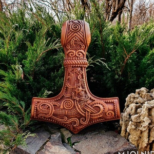Wood Mjolnir Wall Hanging. Wood Thor Hammer Viking Decor. Mammen Style ...
