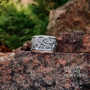 Great Detailed Authentic Viking Ring. Handcrafted Sterling Silver Norse ...