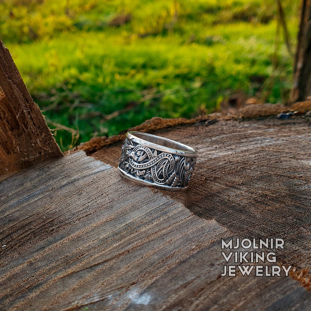 Great Detailed Authentic Viking Ring. Handcrafted Sterling Silver Norse ...