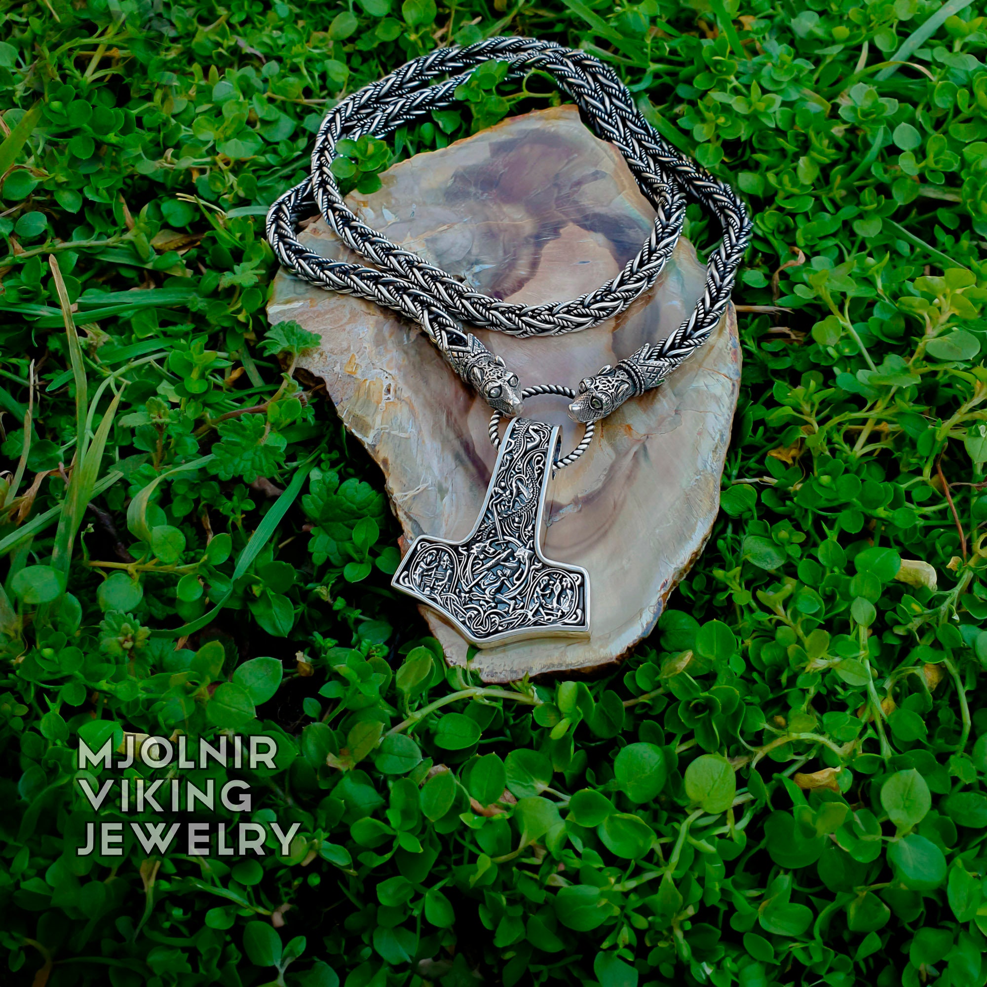 Sigurd and Fafnir Mjolnir Pendant. Authentic Thor Hammer Necklace ...