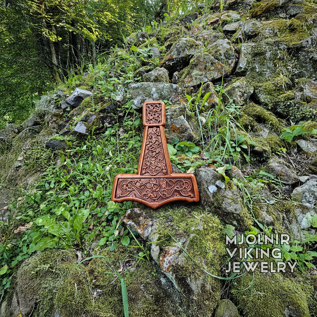 Wood Mjolnir Wall Hanging. Oseberg Style Mjolnir Wood Carving. Wood ...