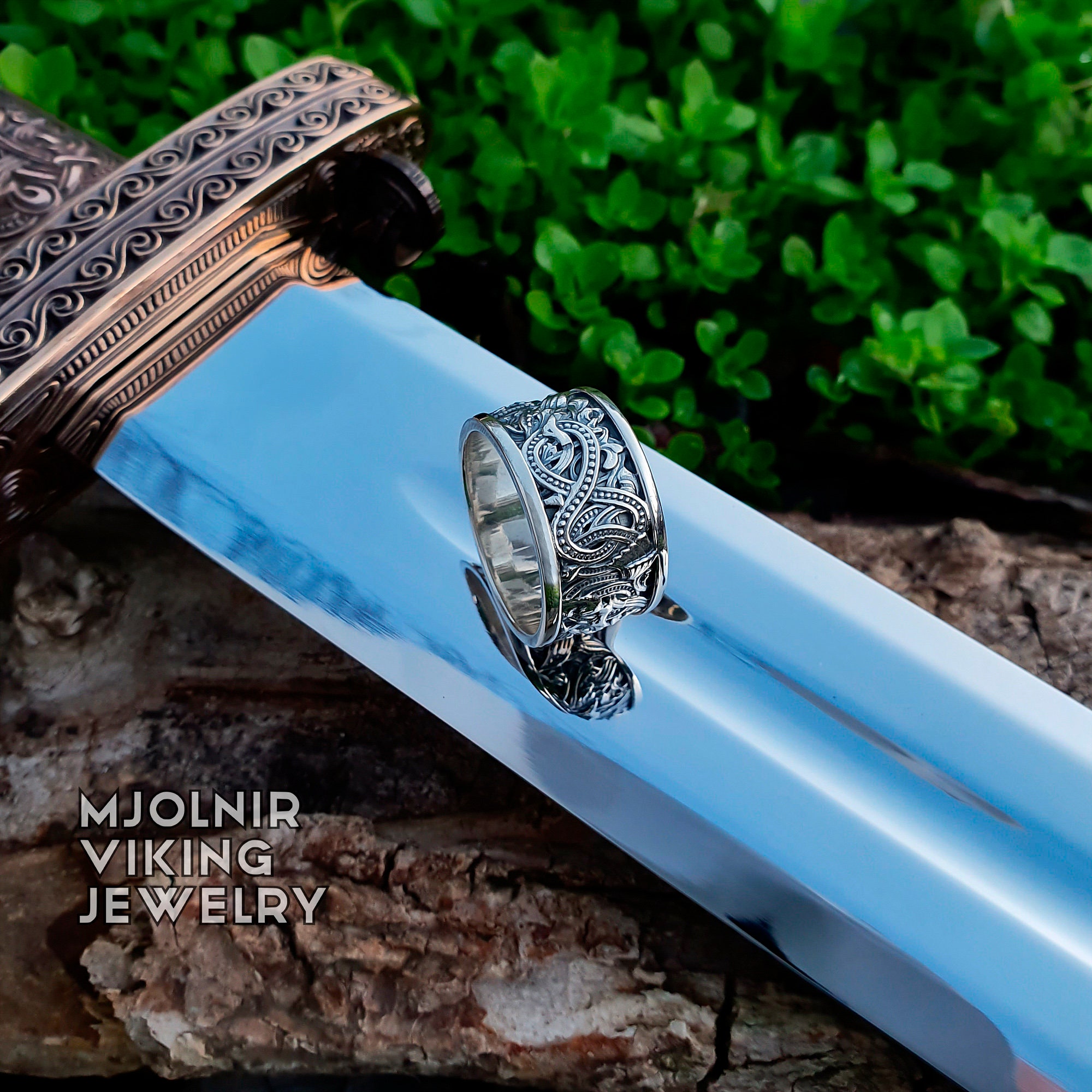 Great Detailed Authentic Viking Ring. Handcrafted Sterling Silver Norse ...