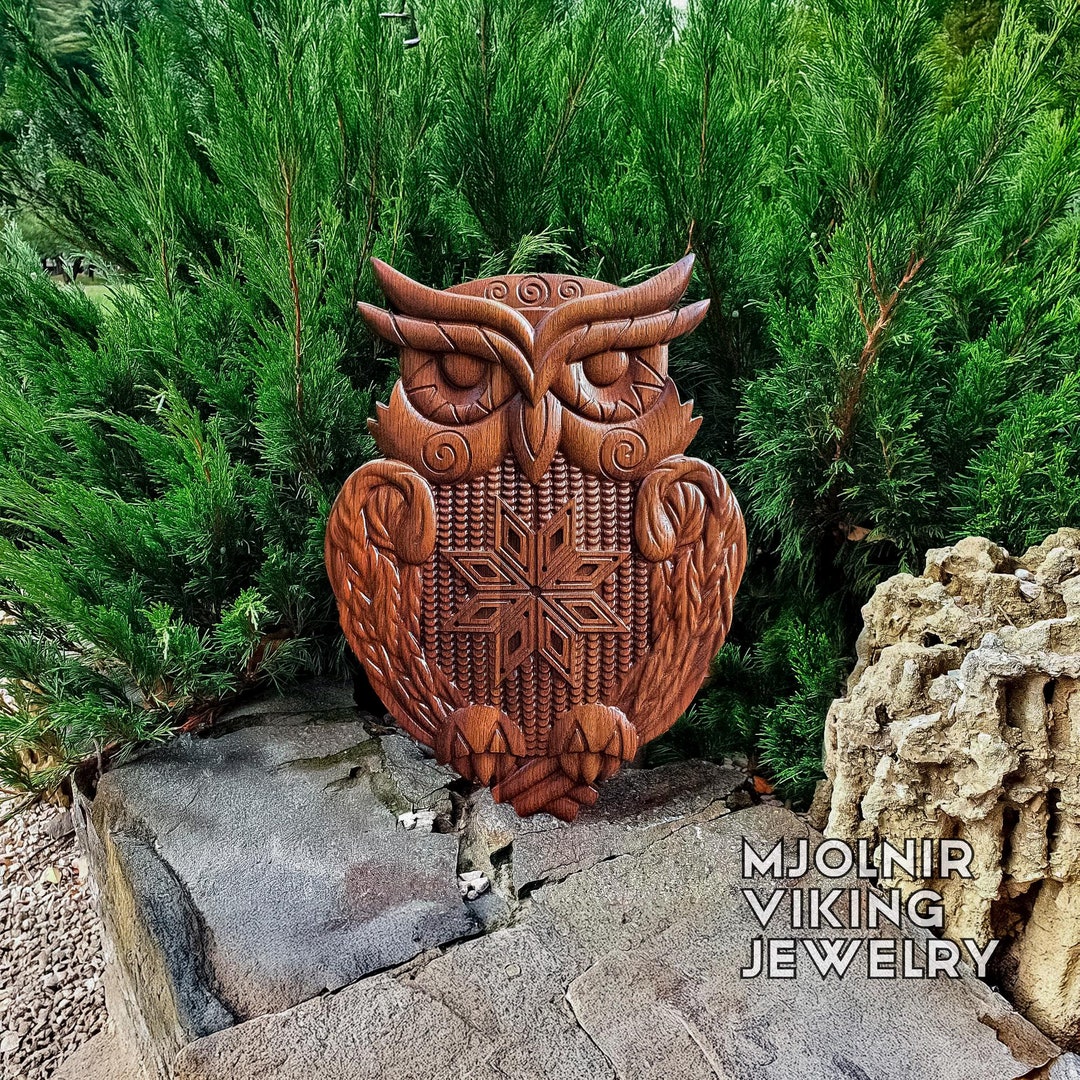 Wood Viking Owl Wall Hanging. Wood Owl Viking Decor. Viking Woodwork ...