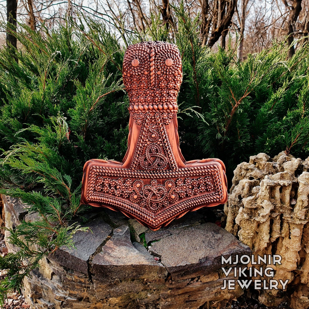 Wood Mjolnir Wall Hanging. Wood Bredsatra Thor Hammer Viking Decor ...