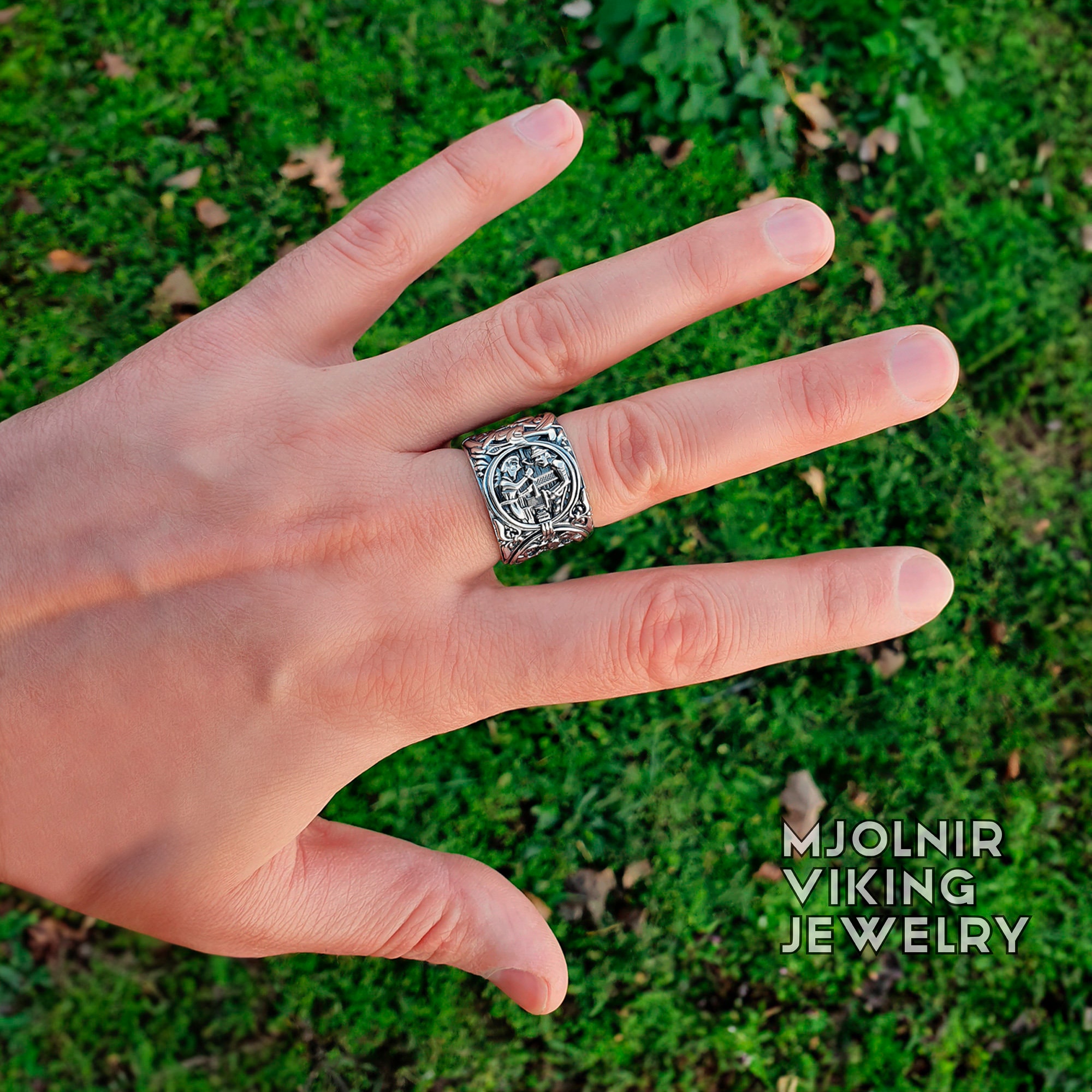 Sigurd and Fafnir Ring. Handcrafted Sterling Silver Viking Ring. Viking ...