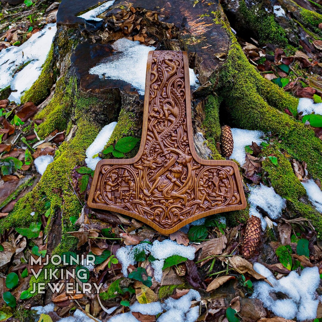 Wood Mjolnir Wall Hanging. Wood Thor Hammer Viking Decor. Siegfried and ...
