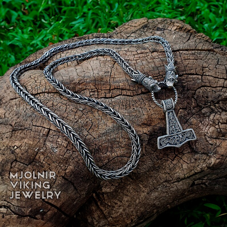 Wolf Head Oseberg Viking Chain. Handcrafted Sterling Silver Norse ...