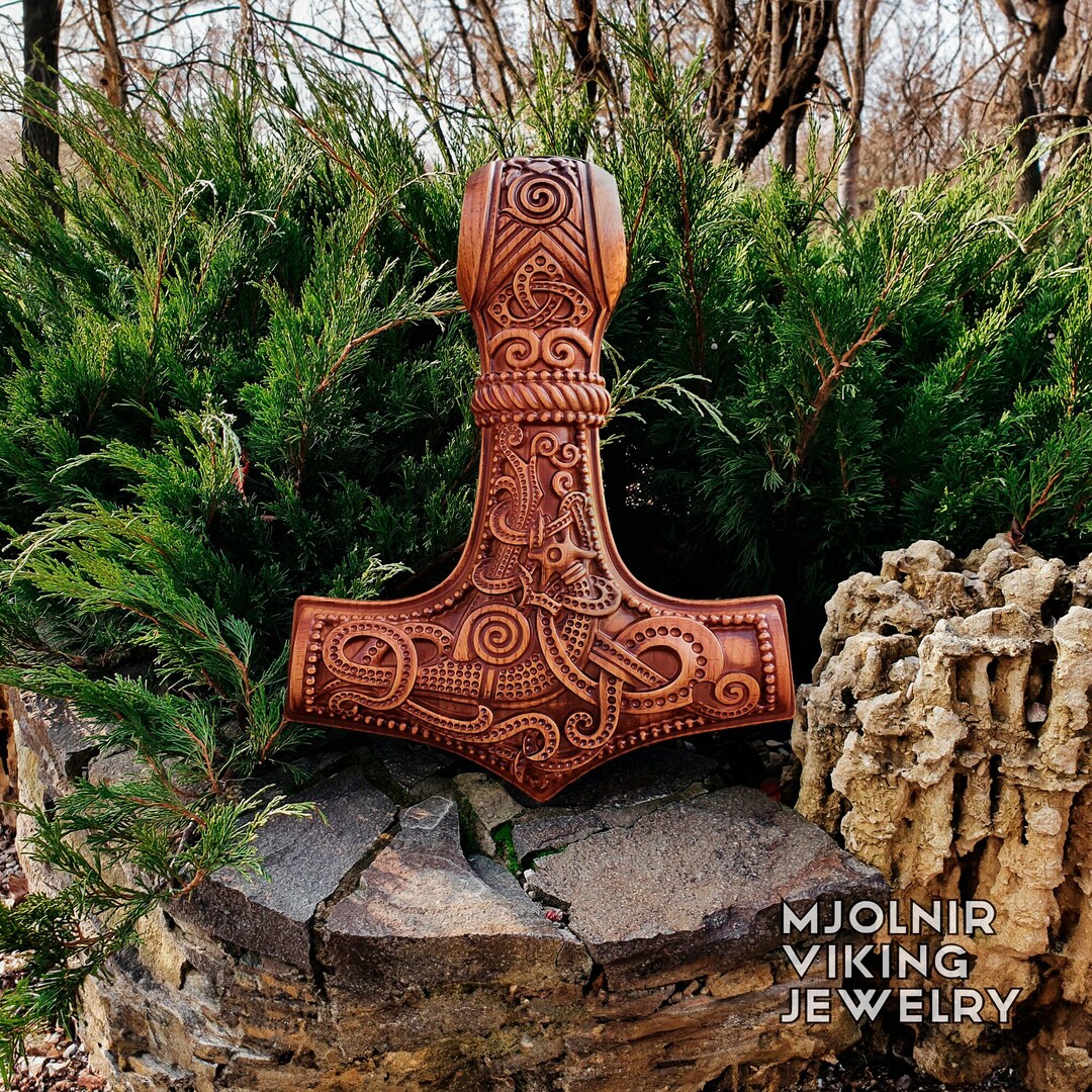 Wood Mjolnir Wall Hanging. Wood Thor Hammer Viking Decor. Mammen Style ...