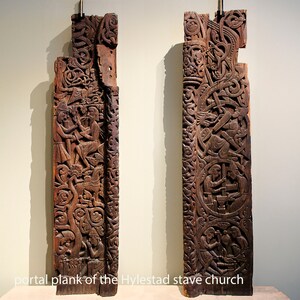 Sigurd and Fafnir Viking Wall Panel Set: Oak Wood Decor, Hylestad Stave ...