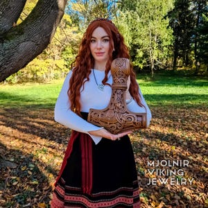 Wood Mjolnir Wall Hanging. Wood Thor Hammer Viking Decor. Mammen Style ...