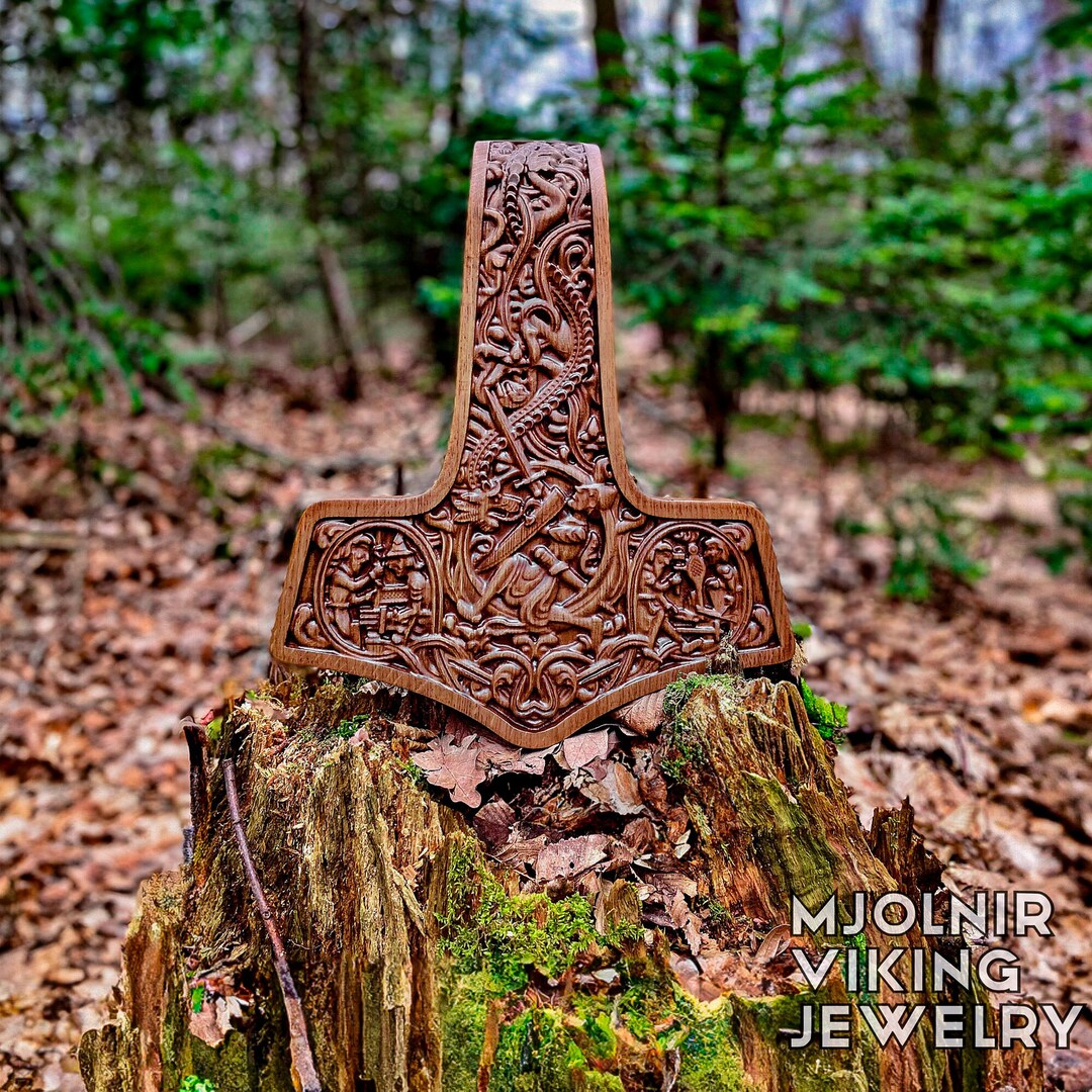 Wood Mjolnir Wall Hanging. Wood Thor Hammer Viking Decor. Siegfried and ...