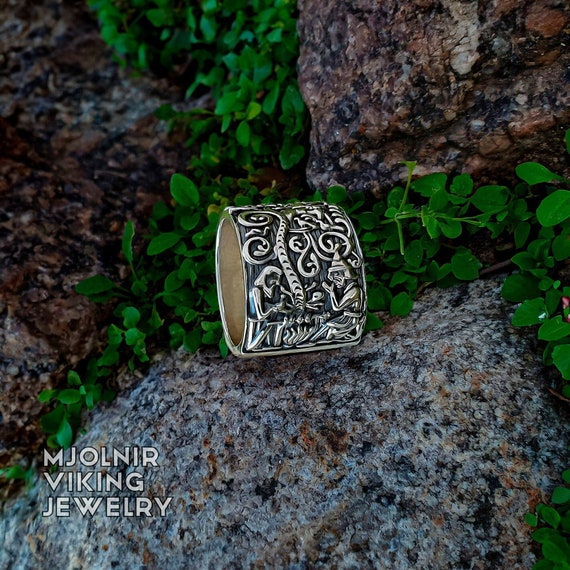 Sigurd and Fafnir Ring. Handcrafted Authentic Sterling Silver Viking Ring. Viking Jewelry Gifts. Etsy