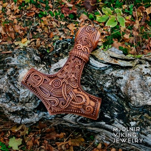 Wood Mjolnir Wall Hanging. Wood Thor Hammer Viking Decor. Mammen Style ...