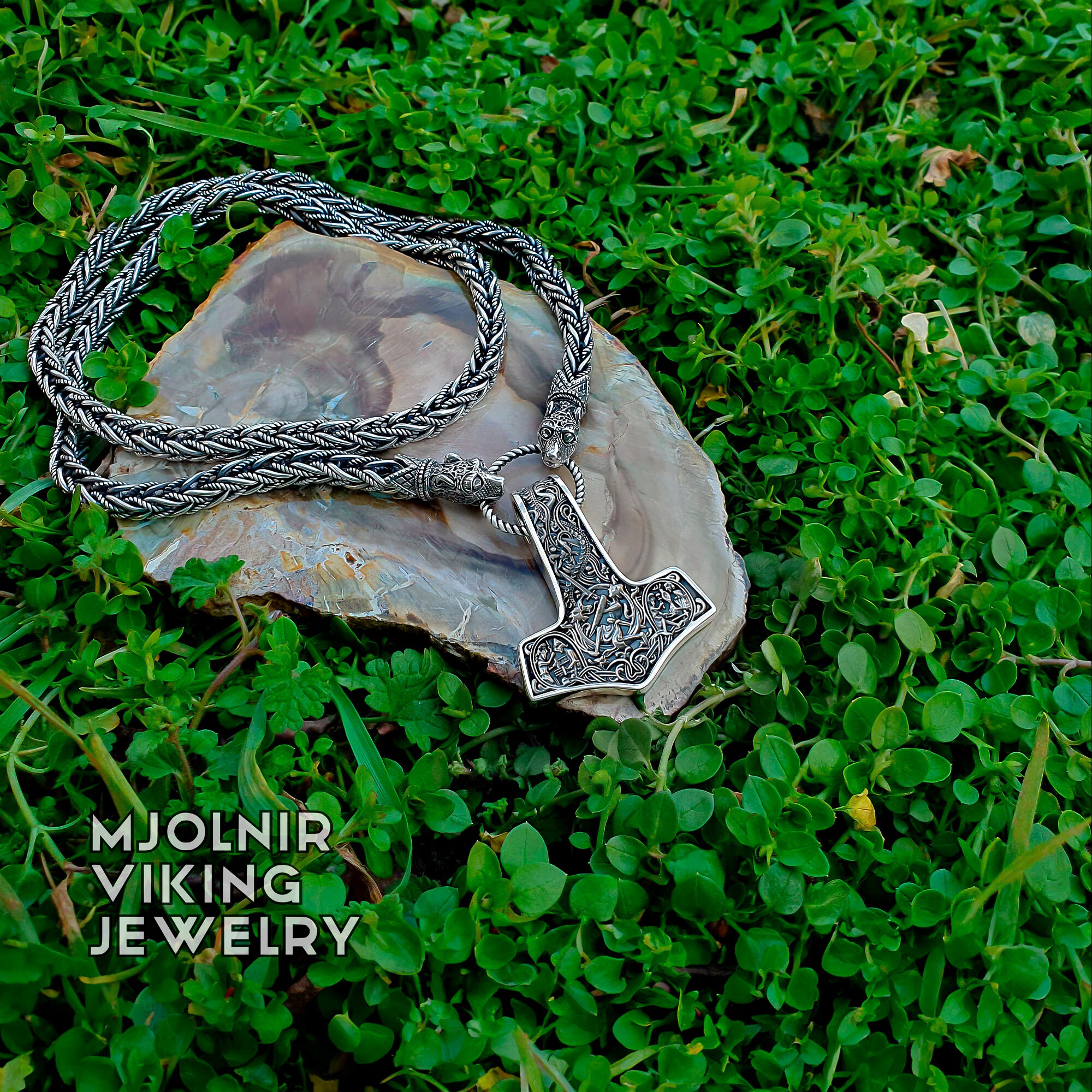 Sigurd and Fafnir Mjolnir Pendant. Authentic Thor Hammer Necklace ...