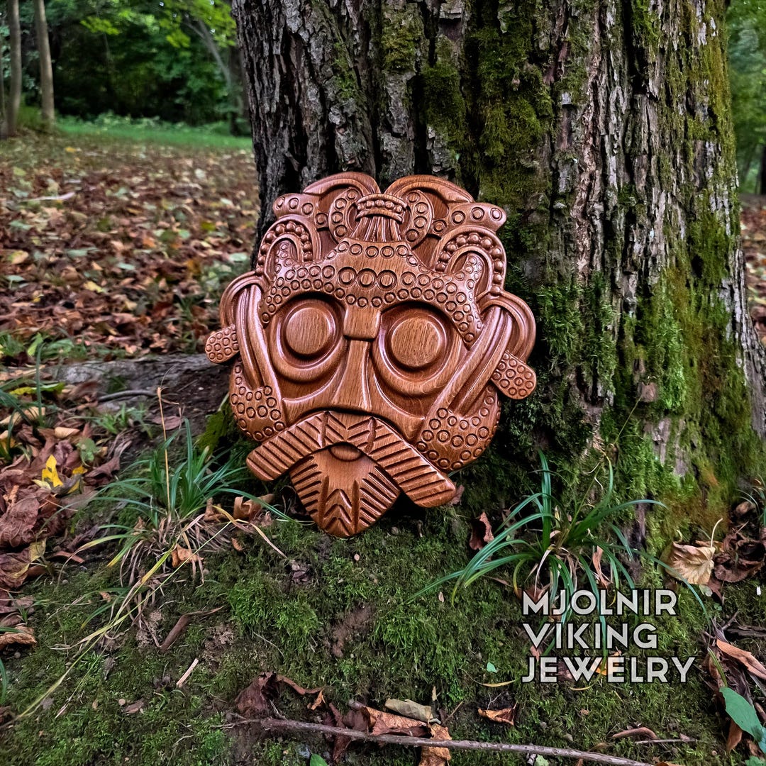 Oak Loki Mask Wood Norse Decor: Viking Wall Panel Replica From Gnezdovo ...